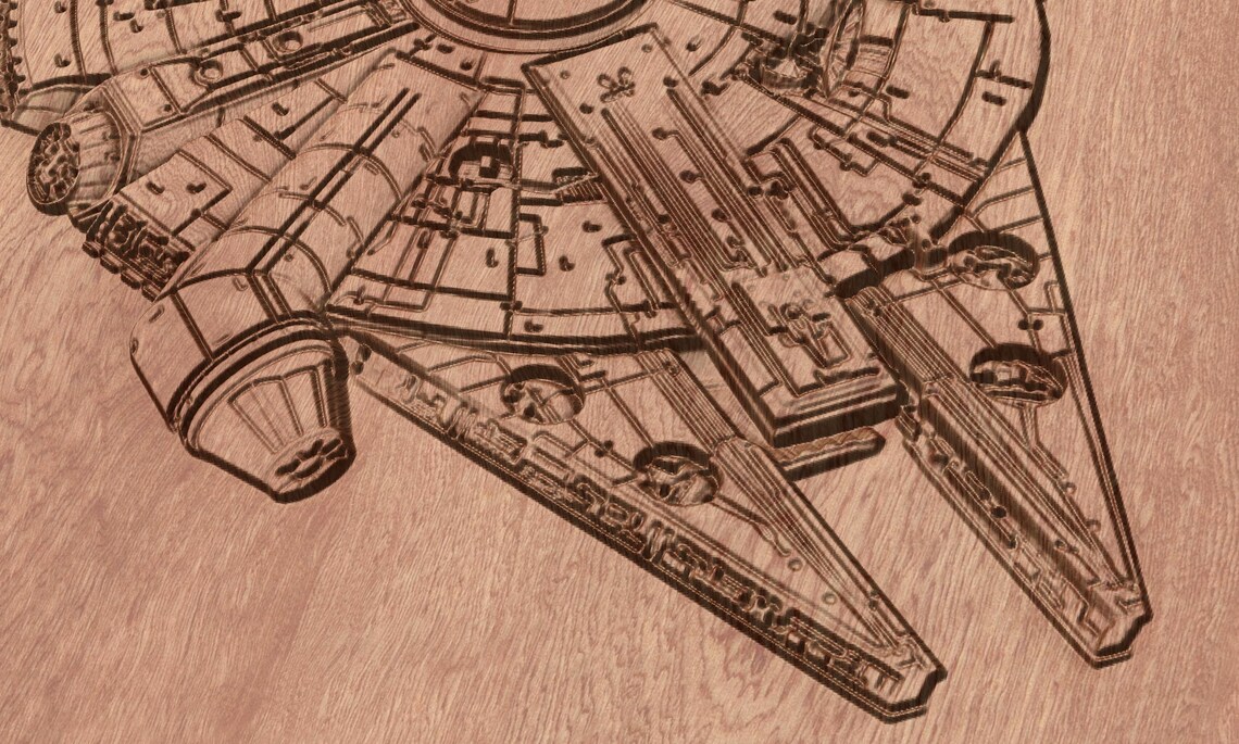 Bas-relief millenium Falcon 3D File for CNC - Etsy