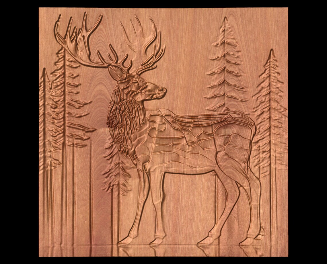 Bas-relief elk 3d File MJ007 for CNC - Etsy
