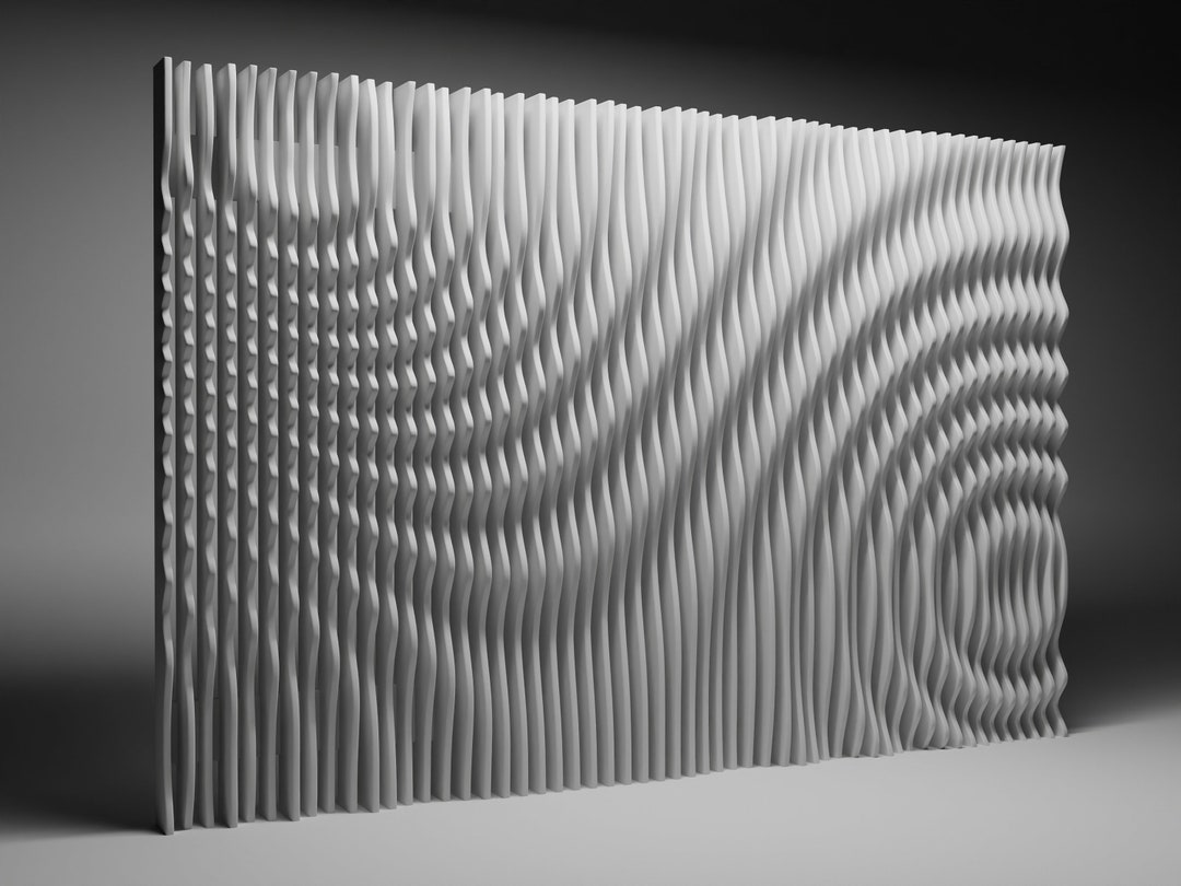 Parametric Wallart Cnc Cutting File Waves4787 And 3d Relief Etsy
