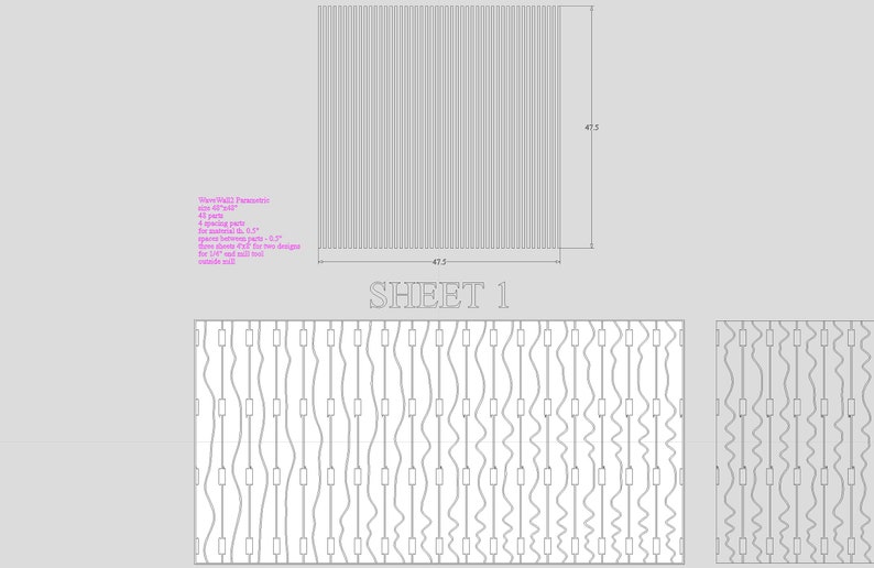 Parametric Wall Art Wavewall2 CNC Cutting File 48"x48" - Etsy