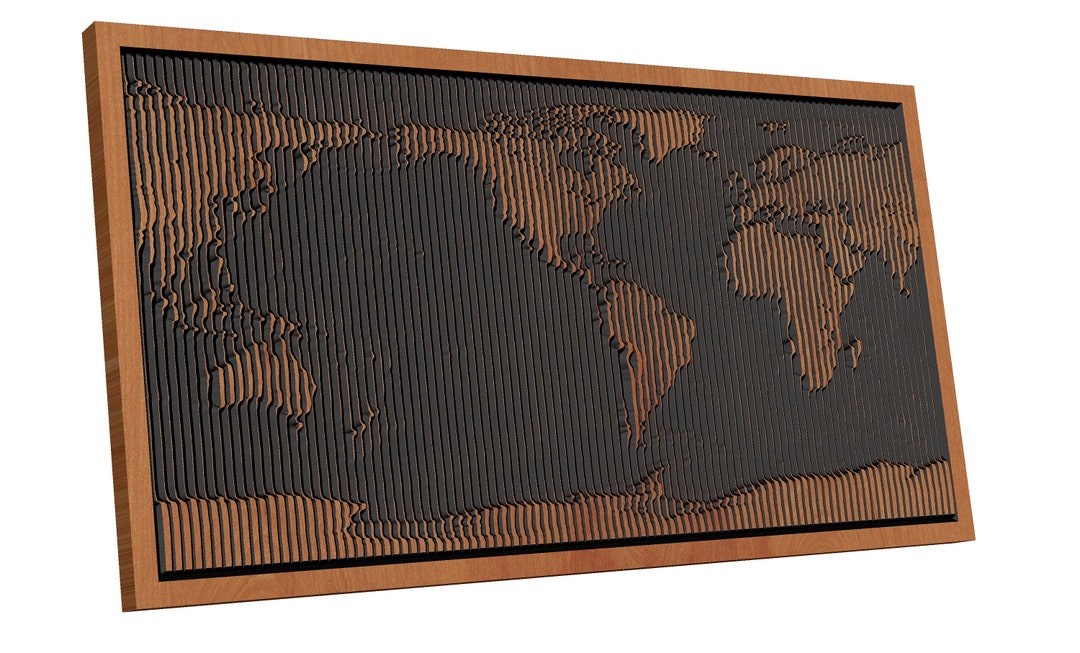 World Map CNC V-carve Vector File for Engraving - Etsy