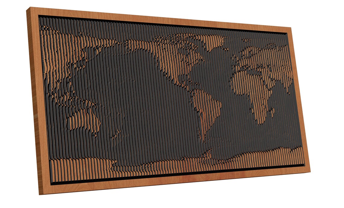 World Map CNC V-carve Vector File for Engraving - Etsy