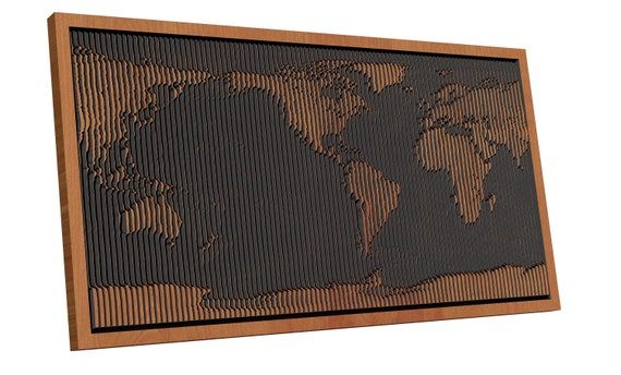 World Map CNC V-carve Vector File for Engraving | Etsy