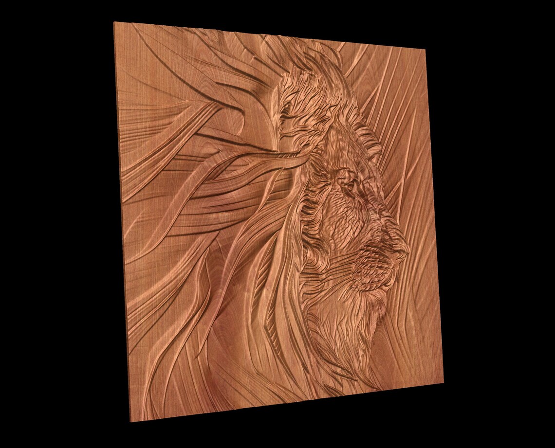 Bas-relief lion 3d File MJ003 for CNC - Etsy