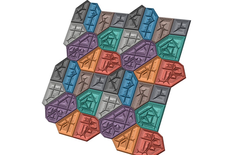 Wall panel tile 3D model Flagstone33 seamless geometric | Etsy