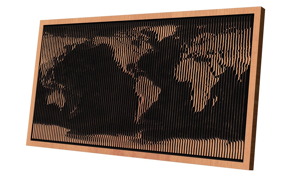 World Map CNC V-carve Vector File for Engraving - Etsy Canada