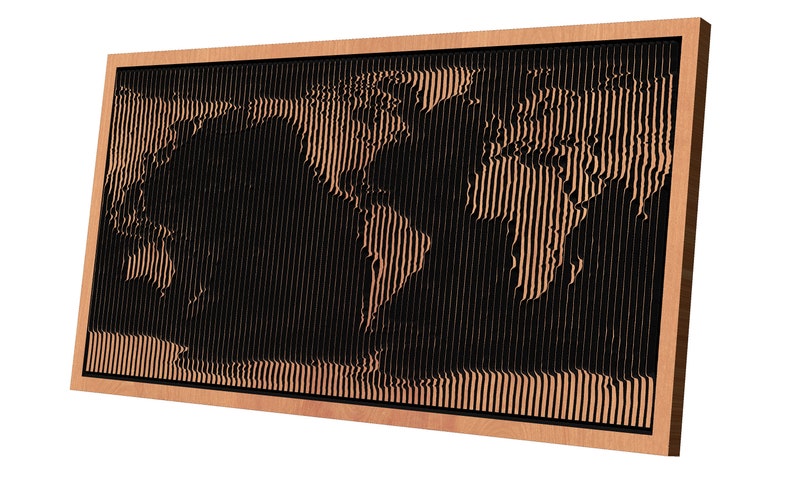 World Map CNC V-carve Vector File for Engraving | Etsy