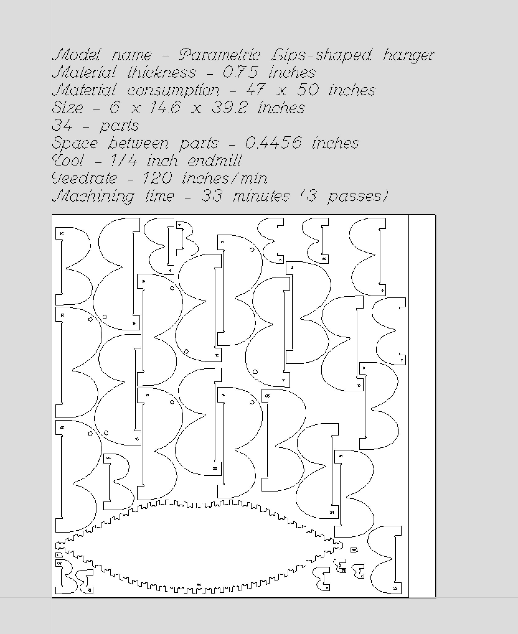 Parametric Lips-shaped hanger CNC cutting file | Etsy