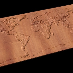 World Map 3D STL Relief CNC Cutting File - Etsy