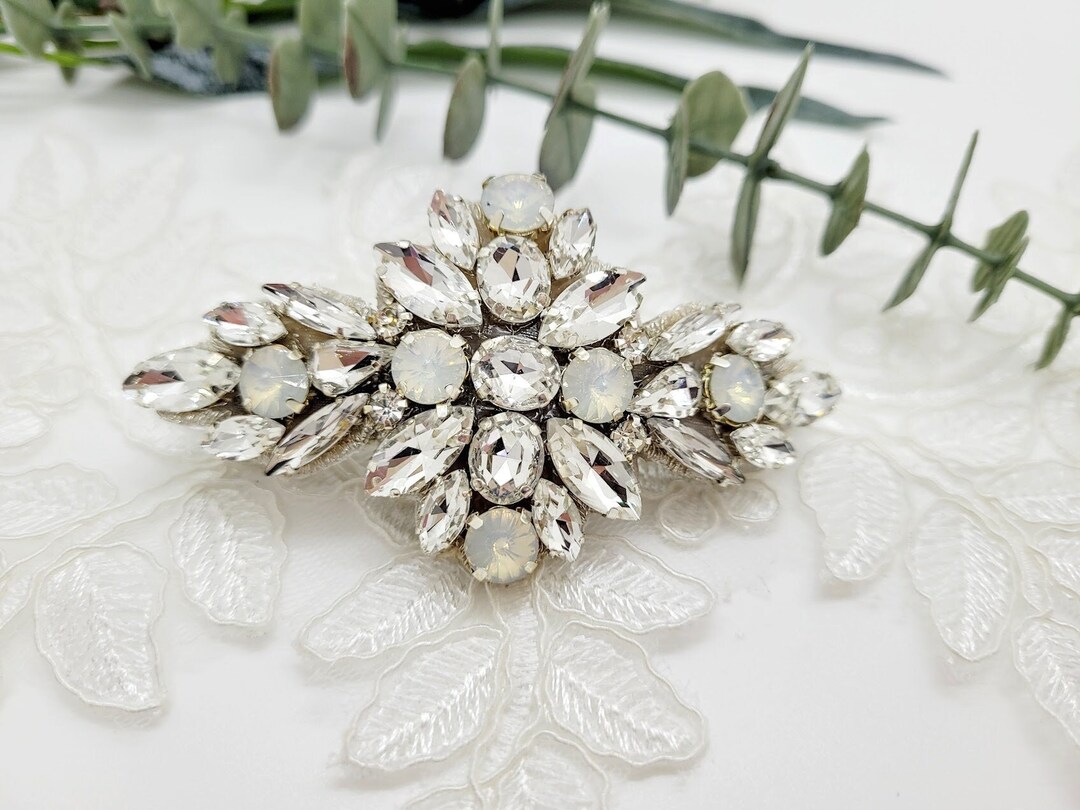 Rhinestone Opal Barrette; Wedding Barrette; Diamond Barrette; Opal ...