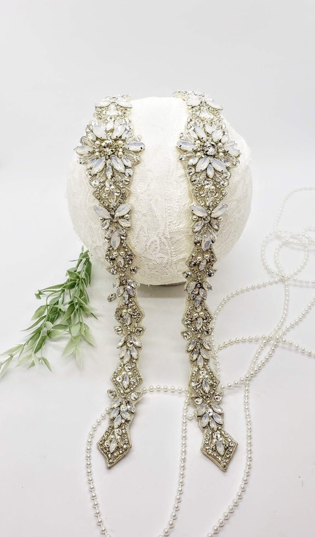 Opal Wedding Dress Straps; Art Deco Wedding Dress Straps; Wedding Dress ...