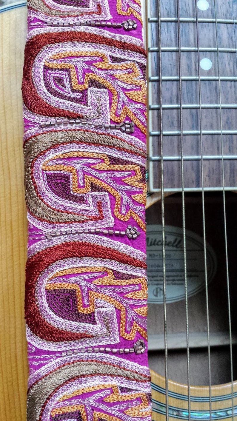 Funky Pink Geo Guitar Strap Statement Guitar Strap Unique - Etsy