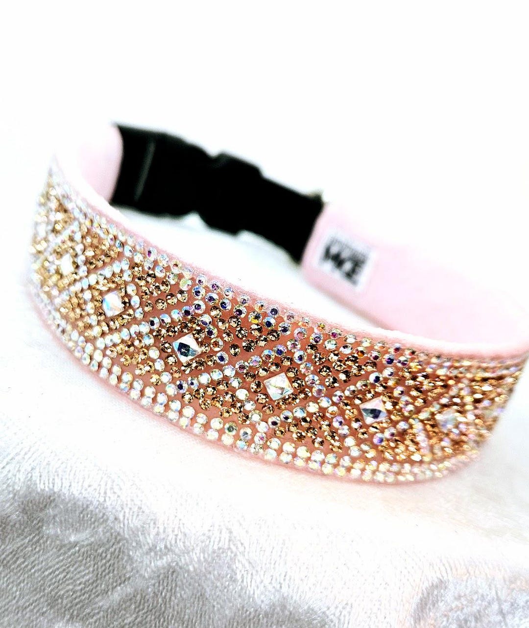 Pink Bling Dog Collar: Pink Iridescent Dog Collar; Fancy Pink Collar; Pink Rhinestone Collar ...