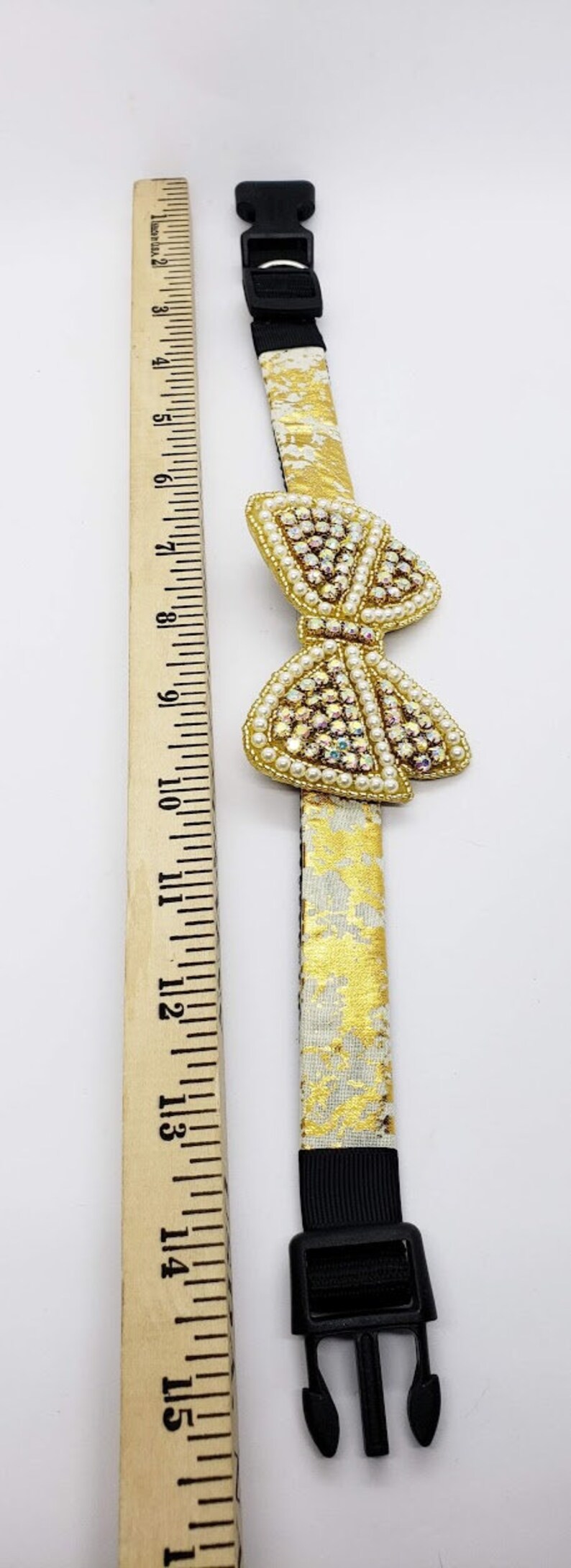 Gold Bow Dog Collar Unique Dog Collars Medium Crystal Dog | Etsy