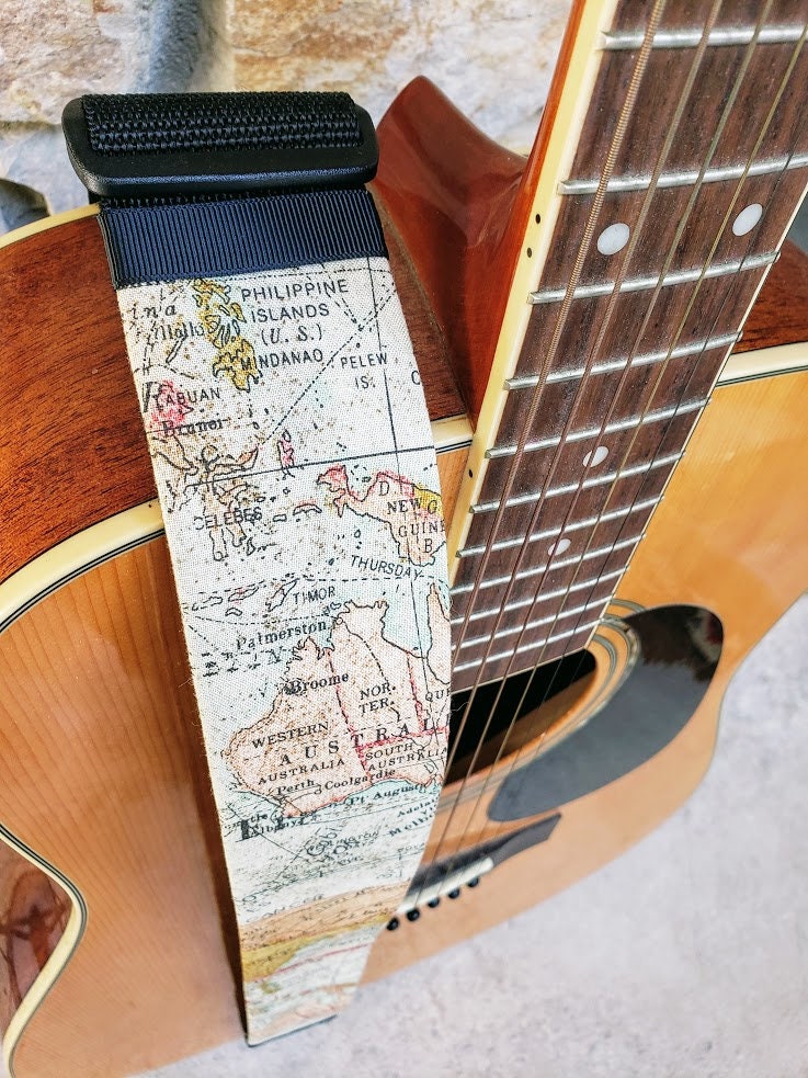 World Map Guitar Strap World Traveler Guitar Strap Love of | Etsy