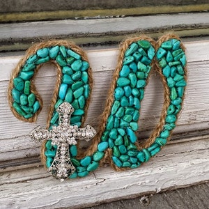 Stone and Bead Cake Topper With Cross; Wedding Cake Topper; Anniversary ...