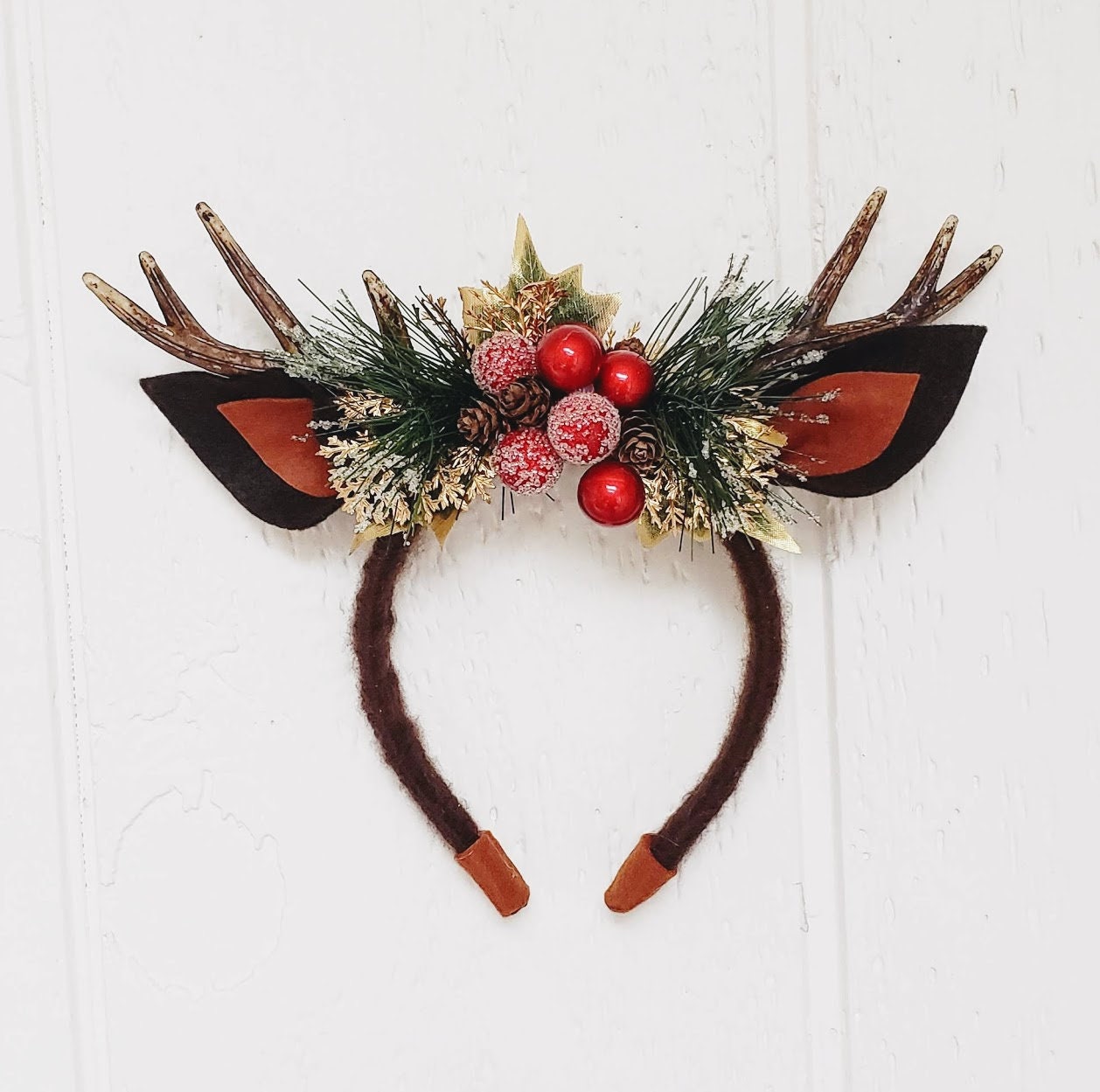 Christmas Deer Antler Headband Rustic Deer Headband For Photo Etsy