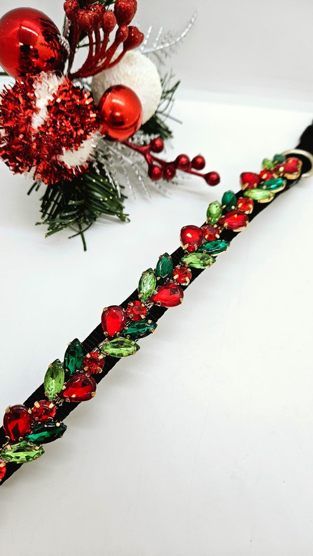 Rhinestone Christmas Dog Collar: Fancy Christmas Collar for Dogs; Red ...