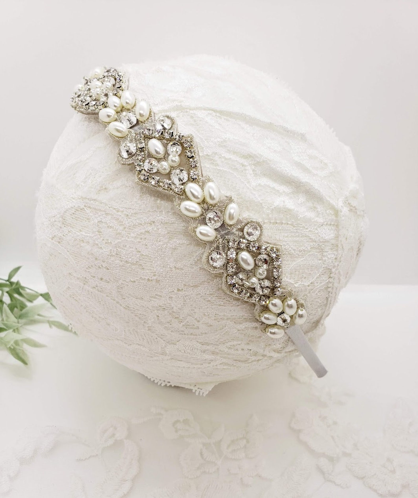 Rhinestone Pearl Headband Wedding Headband Pearl Headband - Etsy