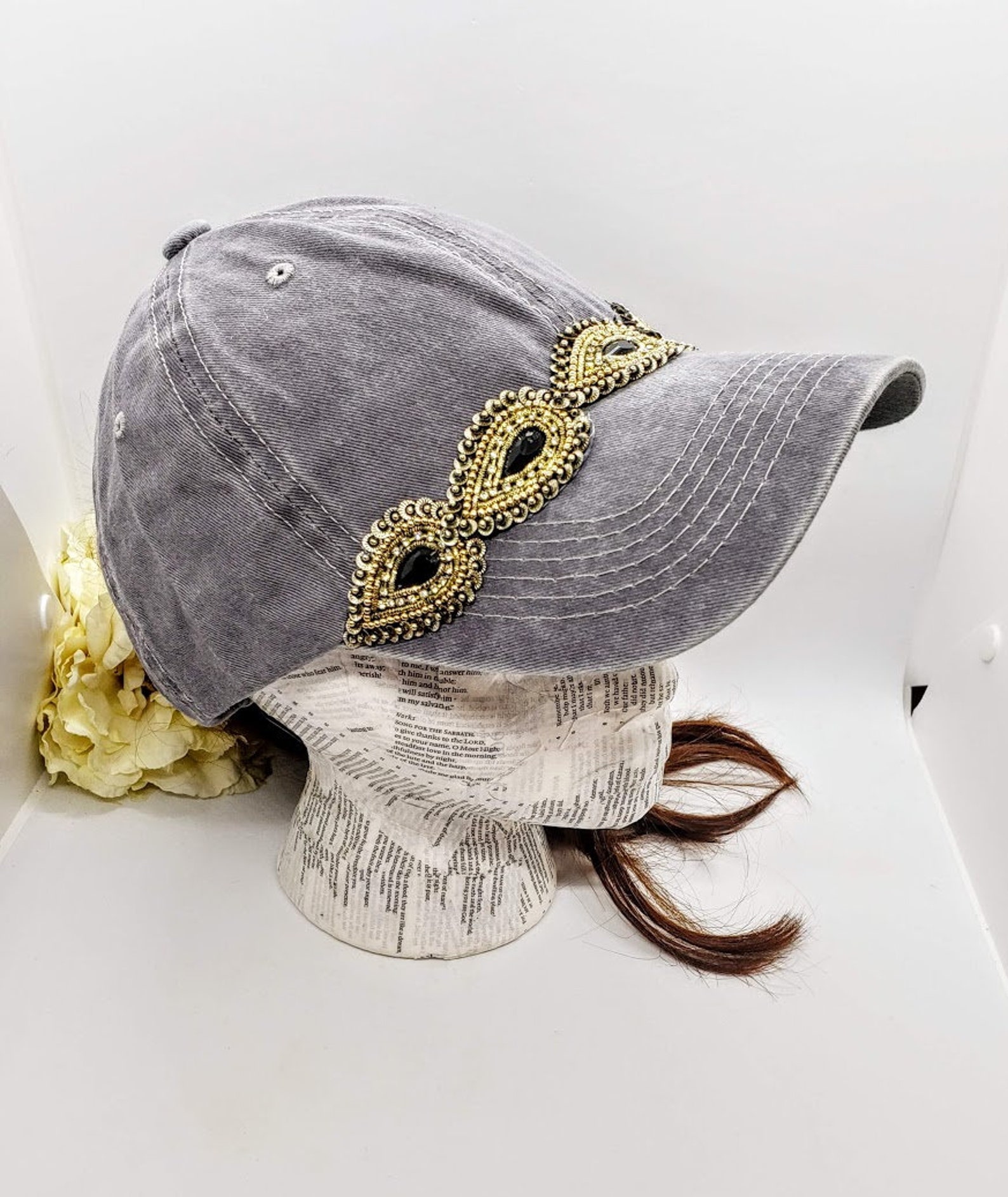 Beaded Baseball Hat High Ponytail Baseball Hat Ponytail Hat - Etsy