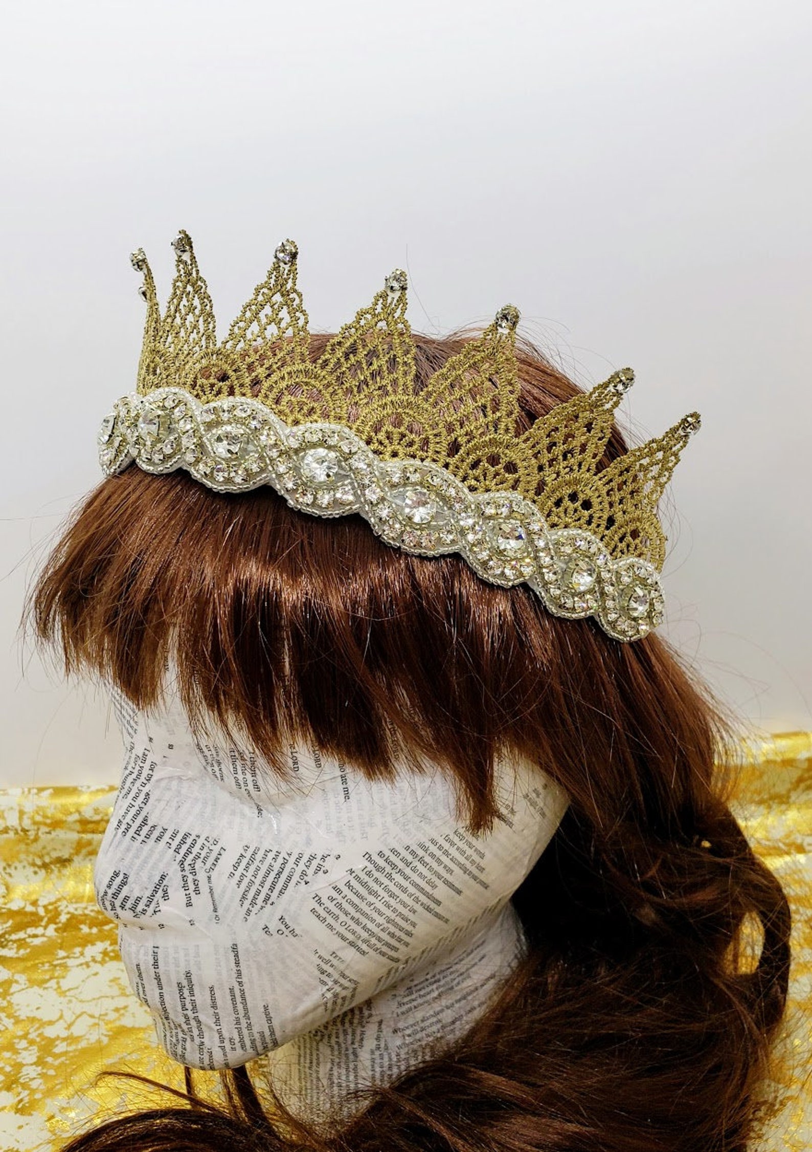 Rhinestone Birthday Crown Gold Crown Adult Crown Lace | Etsy