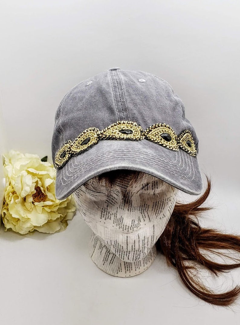 Beaded Baseball Hat High Ponytail Baseball Hat Ponytail Hat - Etsy