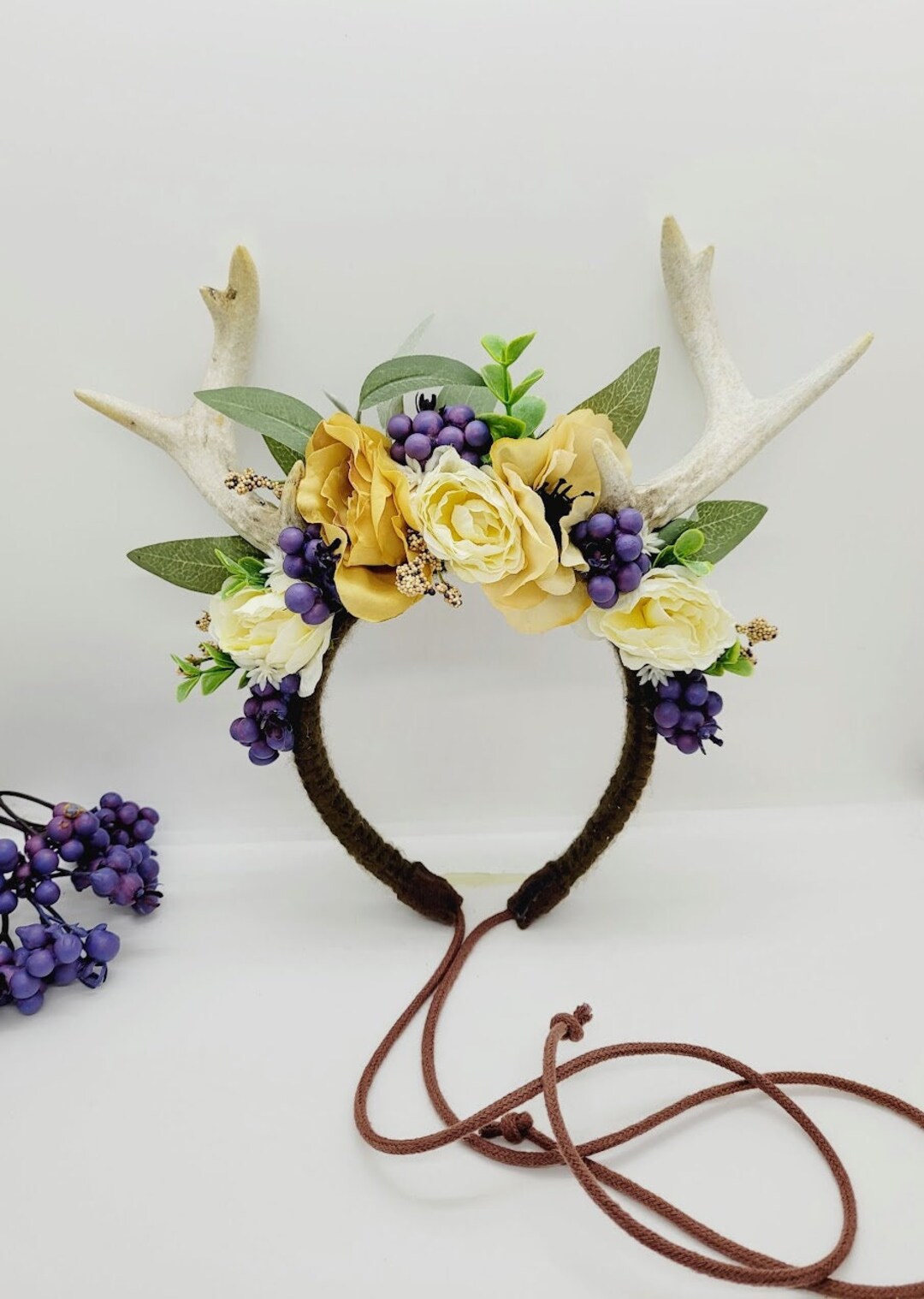 Woodland Creature Antler Headband; Deer Headband With Flowers; Fawn ...