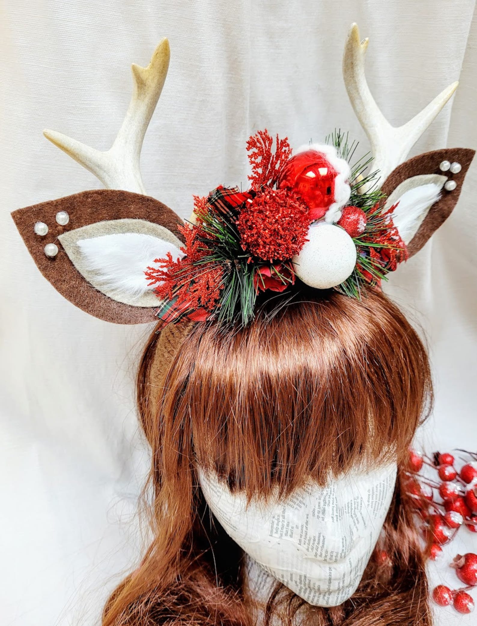 Floral Reindeer Headband: Fun Christmas Costume Headwear - Etsy