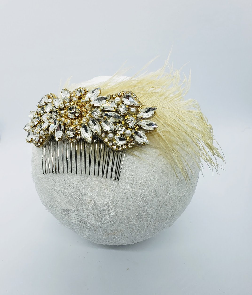 Bold Gold Flapper Comb Gold Bridal Hair Comb Gold Feather | Etsy