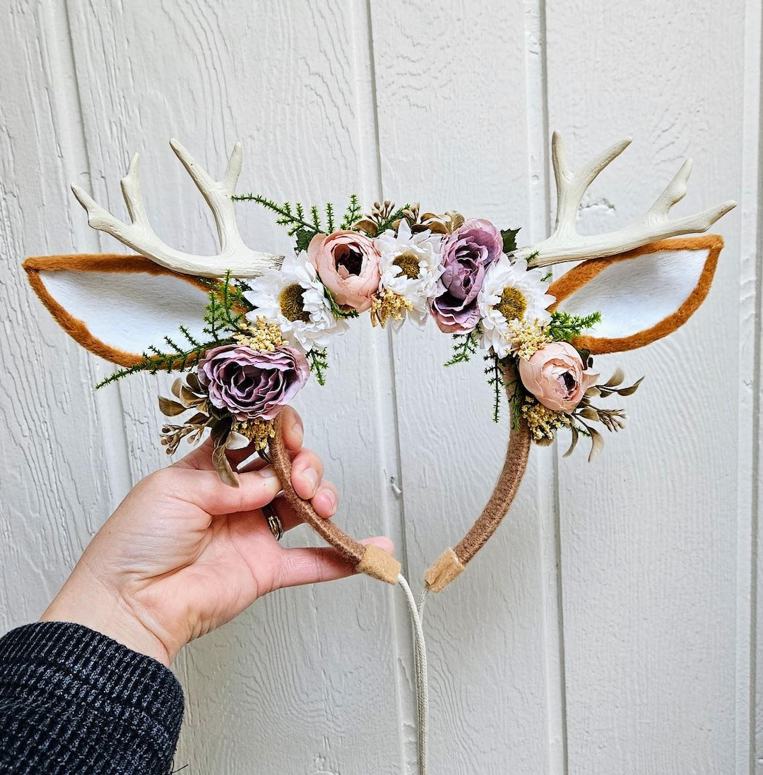 Floral Deer Antler Headband: Halloween Costume Headpiece - Etsy