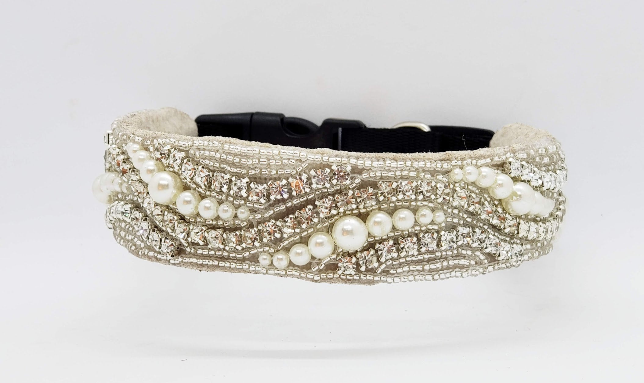 Rhinestone and Pearl Dog Collar Unique Dog Collars Medium | Etsy