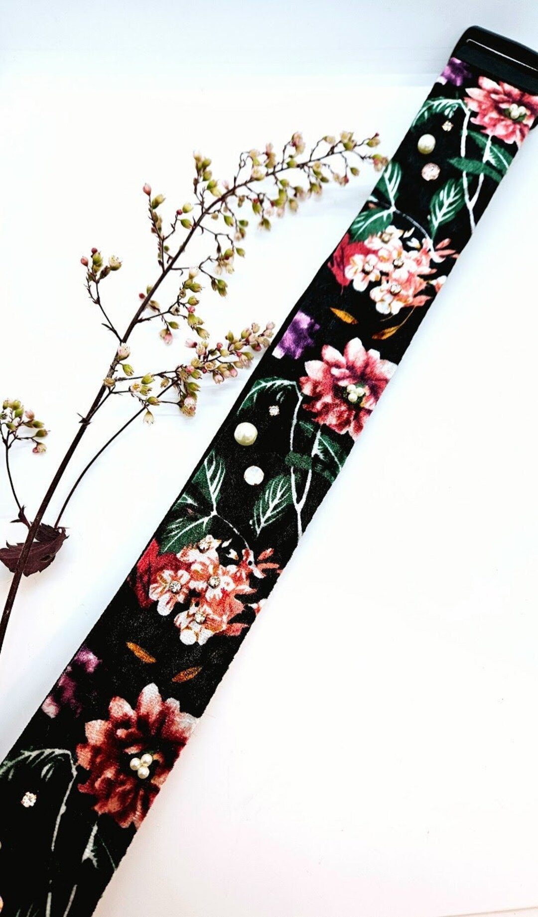 Velvet Beaded Flower Guitar Strap; Guitar Strap; Flower Guitar Straps ...