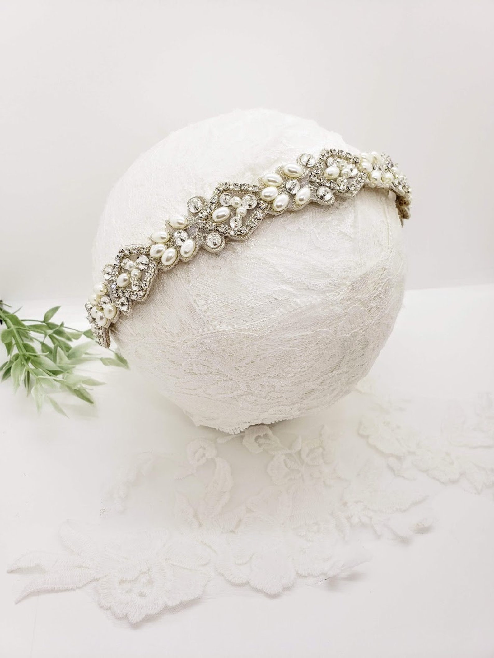 Rhinestone Pearl Headband Wedding Headband Pearl Headband - Etsy