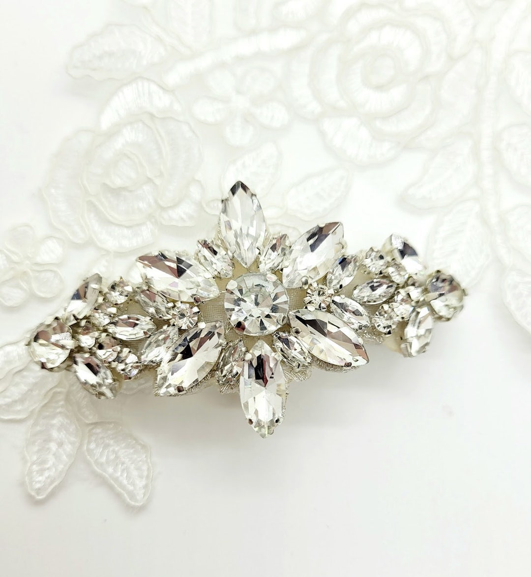Celestial Rhinestone Barrette: Silver Wedding Hairpiece; Art Deco Hair ...