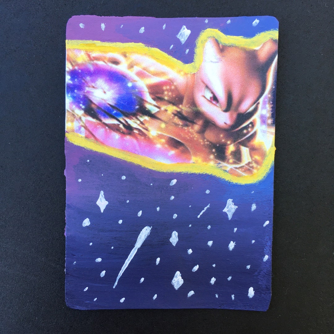 Pokemon Mewtwo Hand Painted FAKE Pokemon Card Extended Art Pokemon Card ...