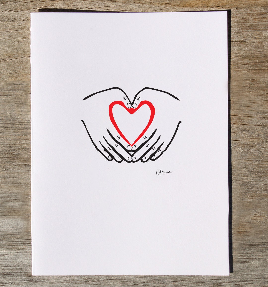Heart in Hand Card Sign Language Love Card ASL Heart Card - Etsy