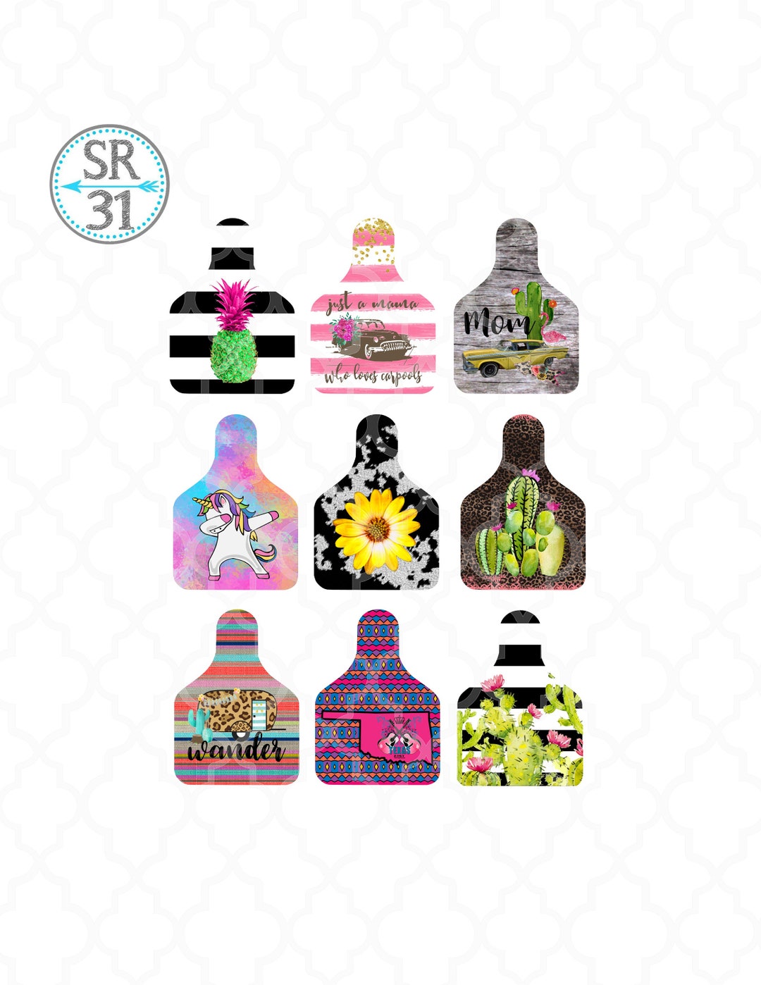 Cow Tag Template Set 3 Cattle Ear Tag PNG Bundle Western - Etsy Canada