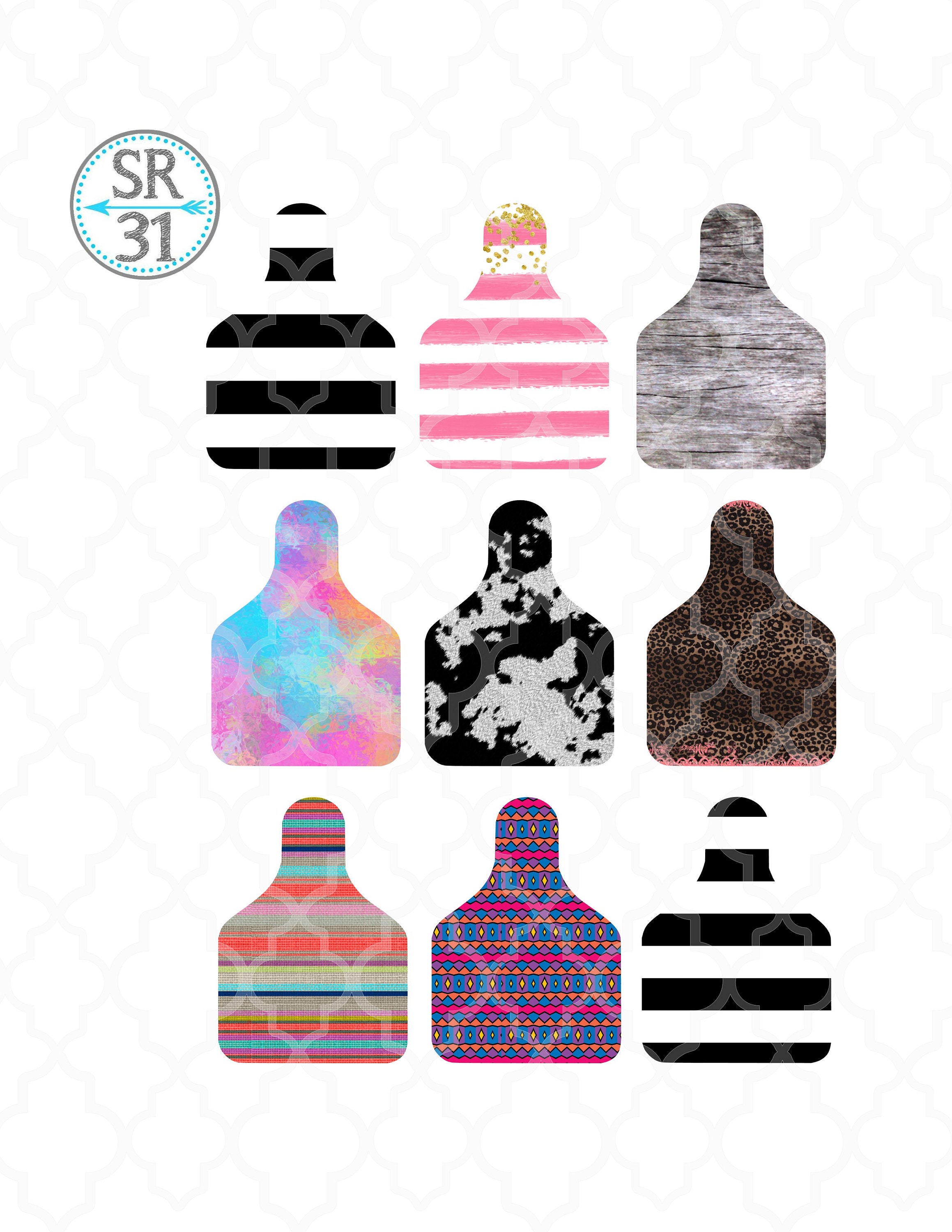 Cow Tag Template Set Cattle Ear Tag PNG Bundle Western - Etsy Canada