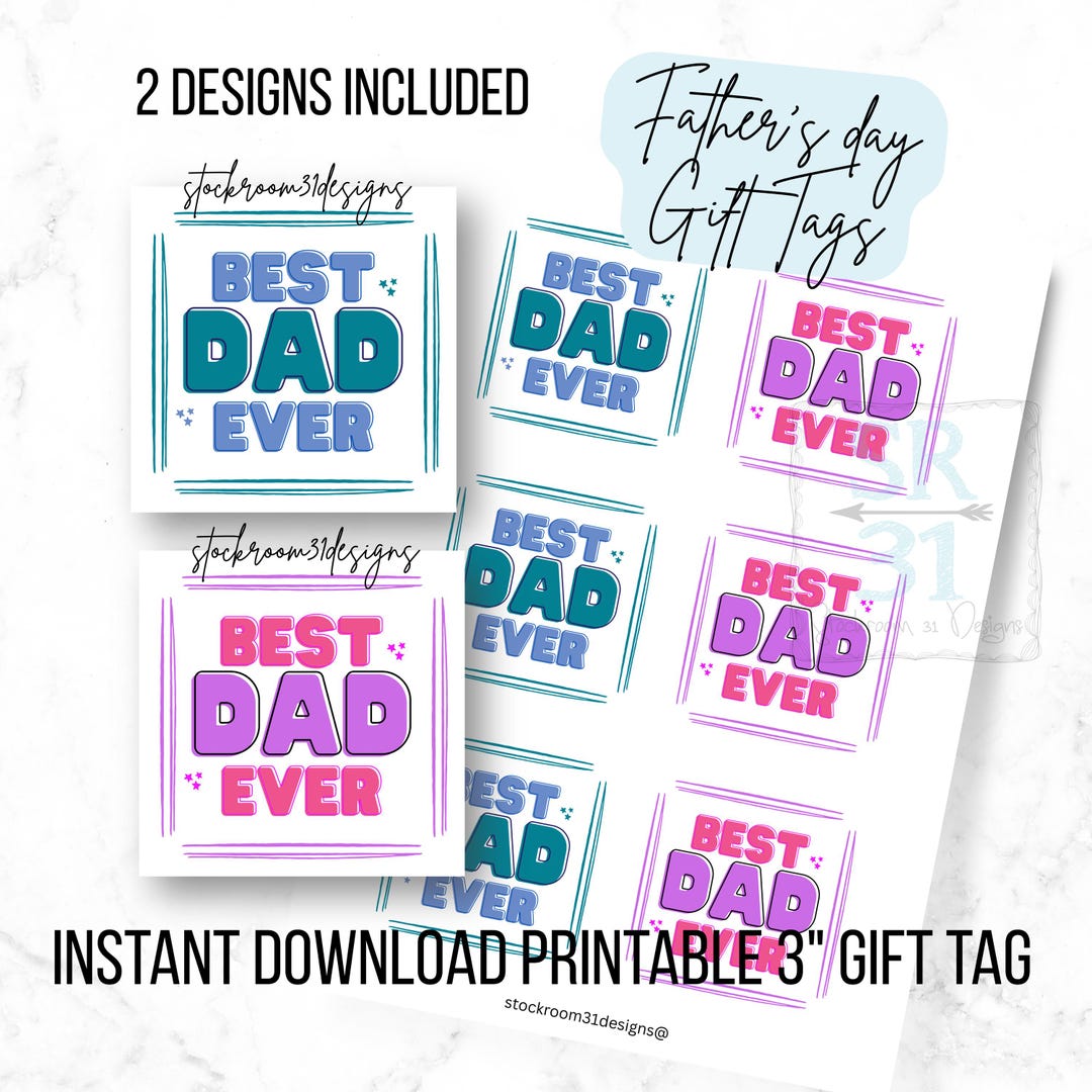 Printable Father's Day Gift Tag | Best Dad Ever Digital Download | DIY ...