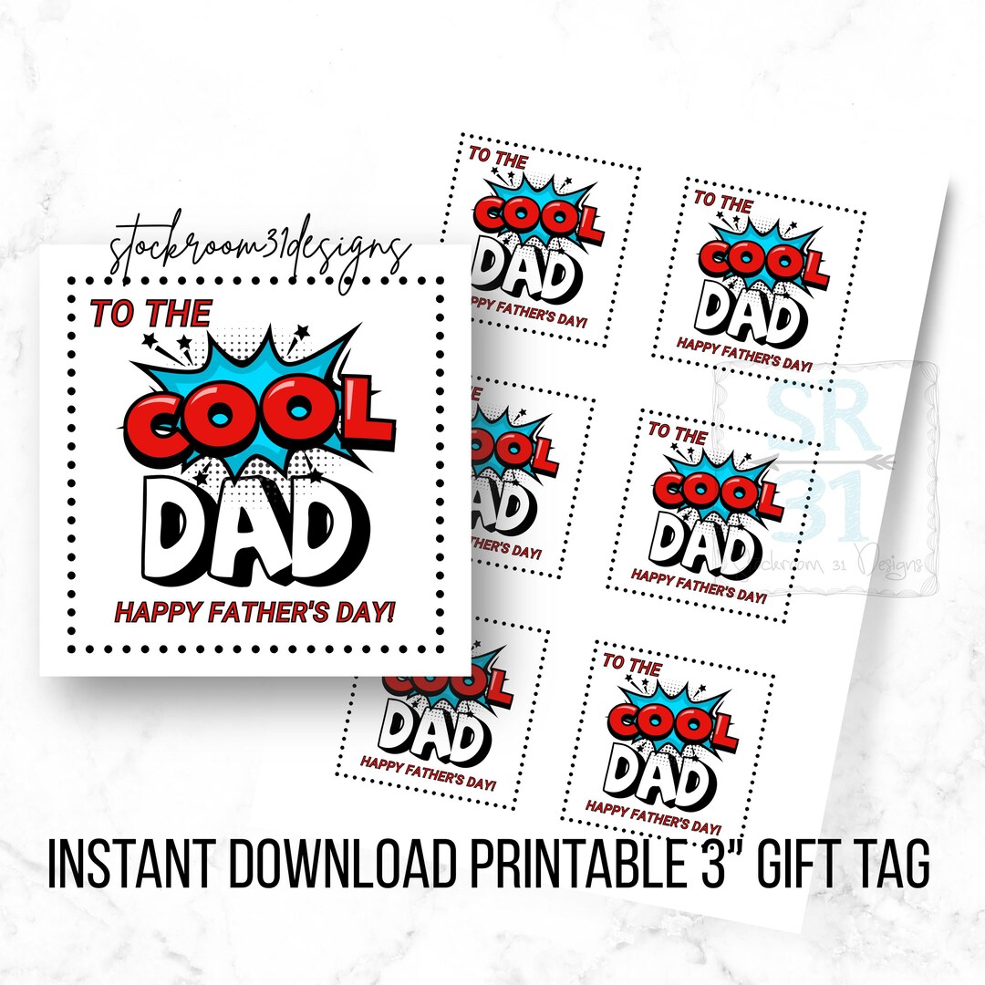Happy Father's Day Gift Card Tag | Cool Dad Card | Father's Day Gift ...
