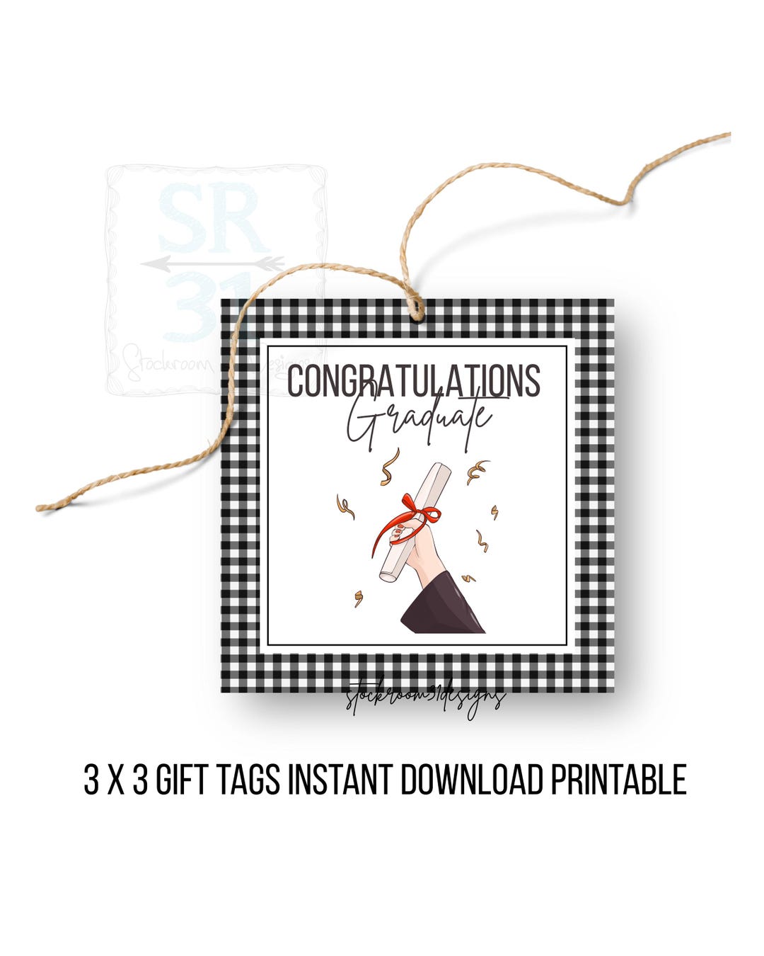 Congrats Grad Diploma Gift Tag | Printable Graduation Gift Tag | Happy ...