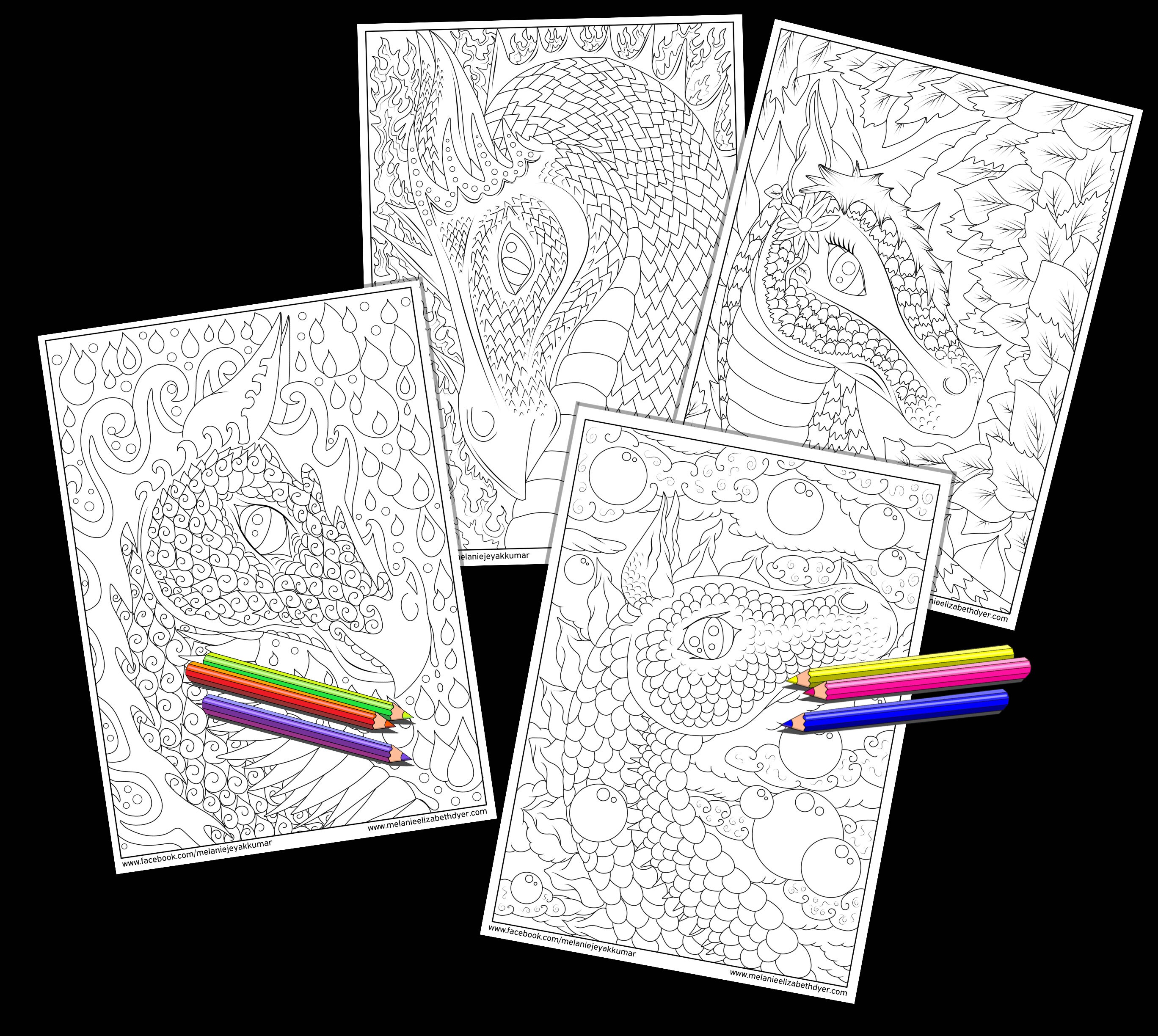 Art & Collectibles Digital Downloadable PDF Dragon Colouring Sheet Pack ...