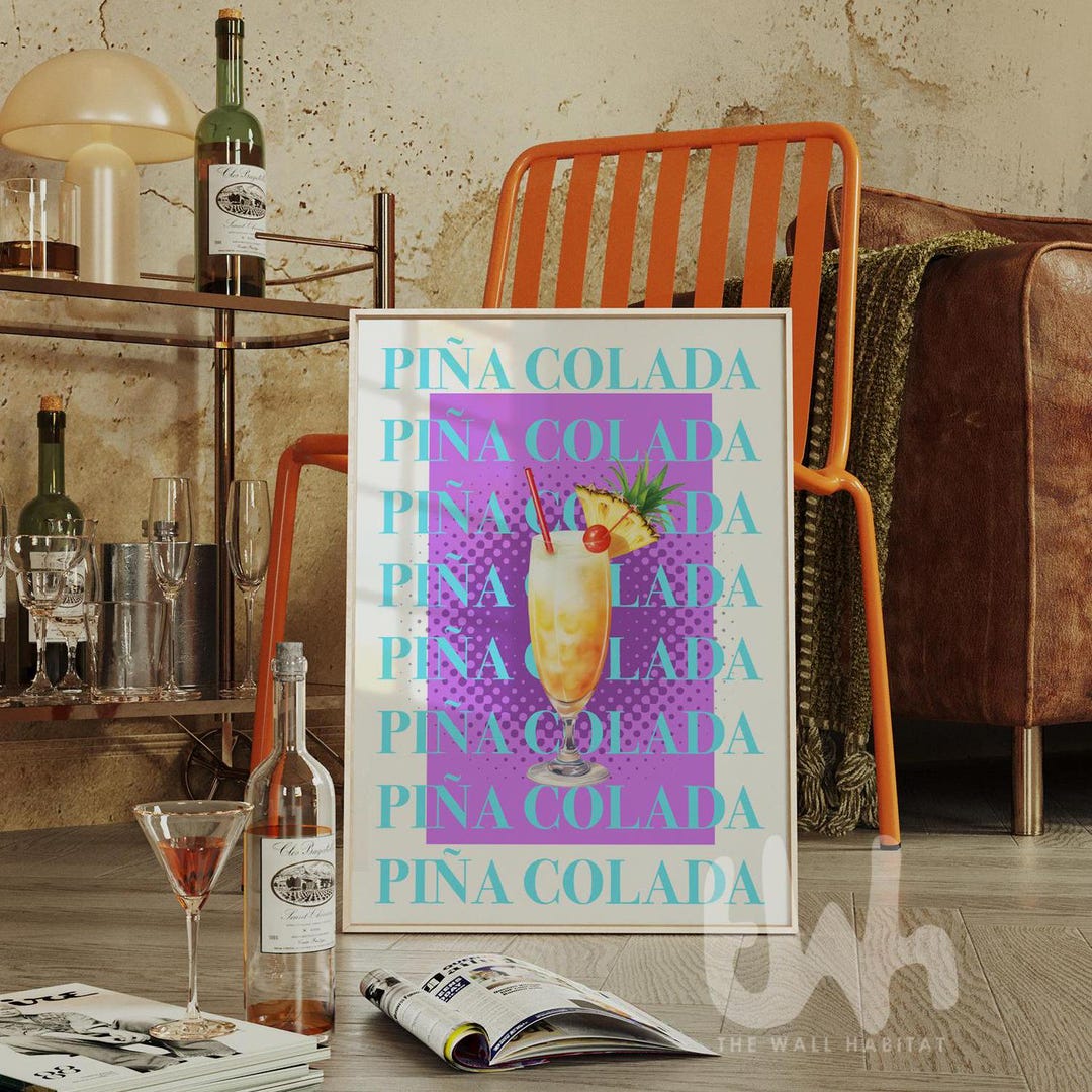 Pina Colada Art, Pina Colada Print, Pina Colada Gifts, Bar Cart Prints ...