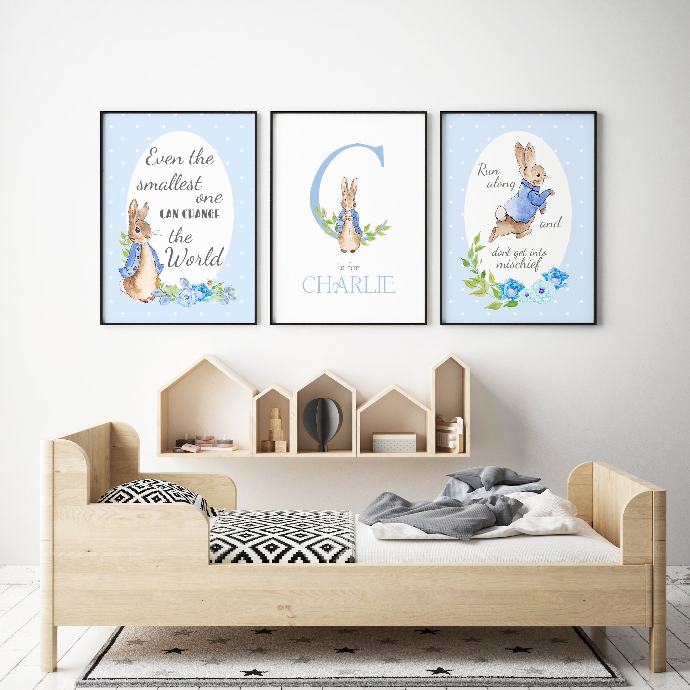 Peter Rabbit Wall Art Peter Rabbit Nursery Wall Decor Blue | Etsy