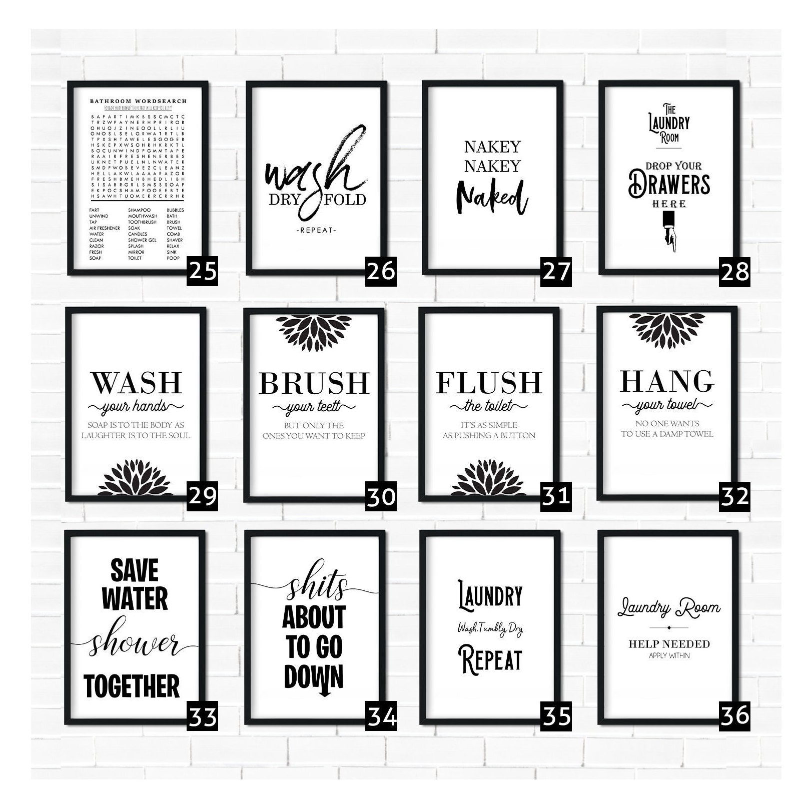 Bathroom Quotes Bathroom Prints Bathroom Wall Decor | Etsy UK
