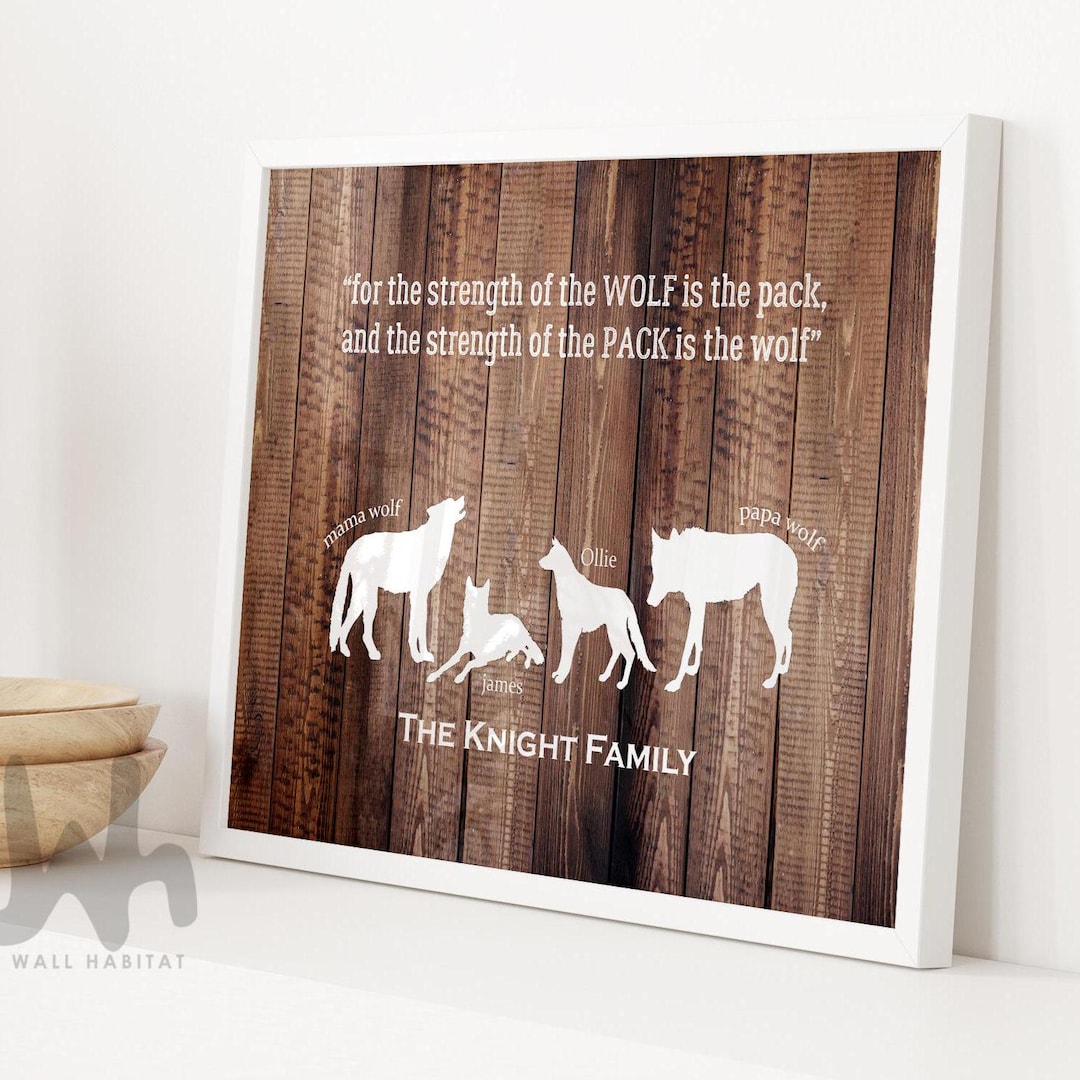 Wolf Family Sign, Family Print With Names, Wolf Pack, Wolf Family Print ...