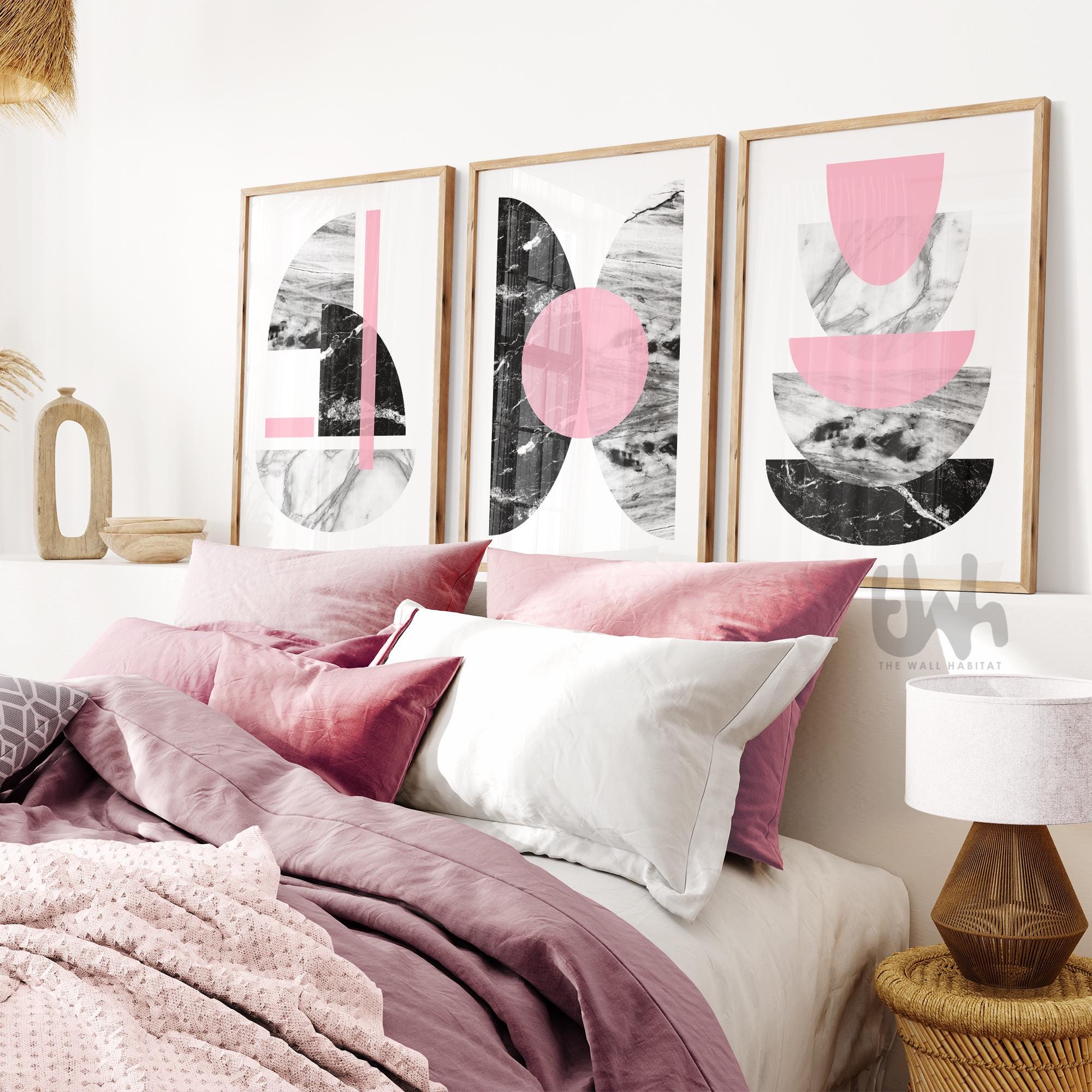 Blush pink grey bedroom store