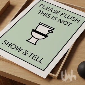 Funny Bathroom Art Print: Please Flush Toilet Sign - Etsy