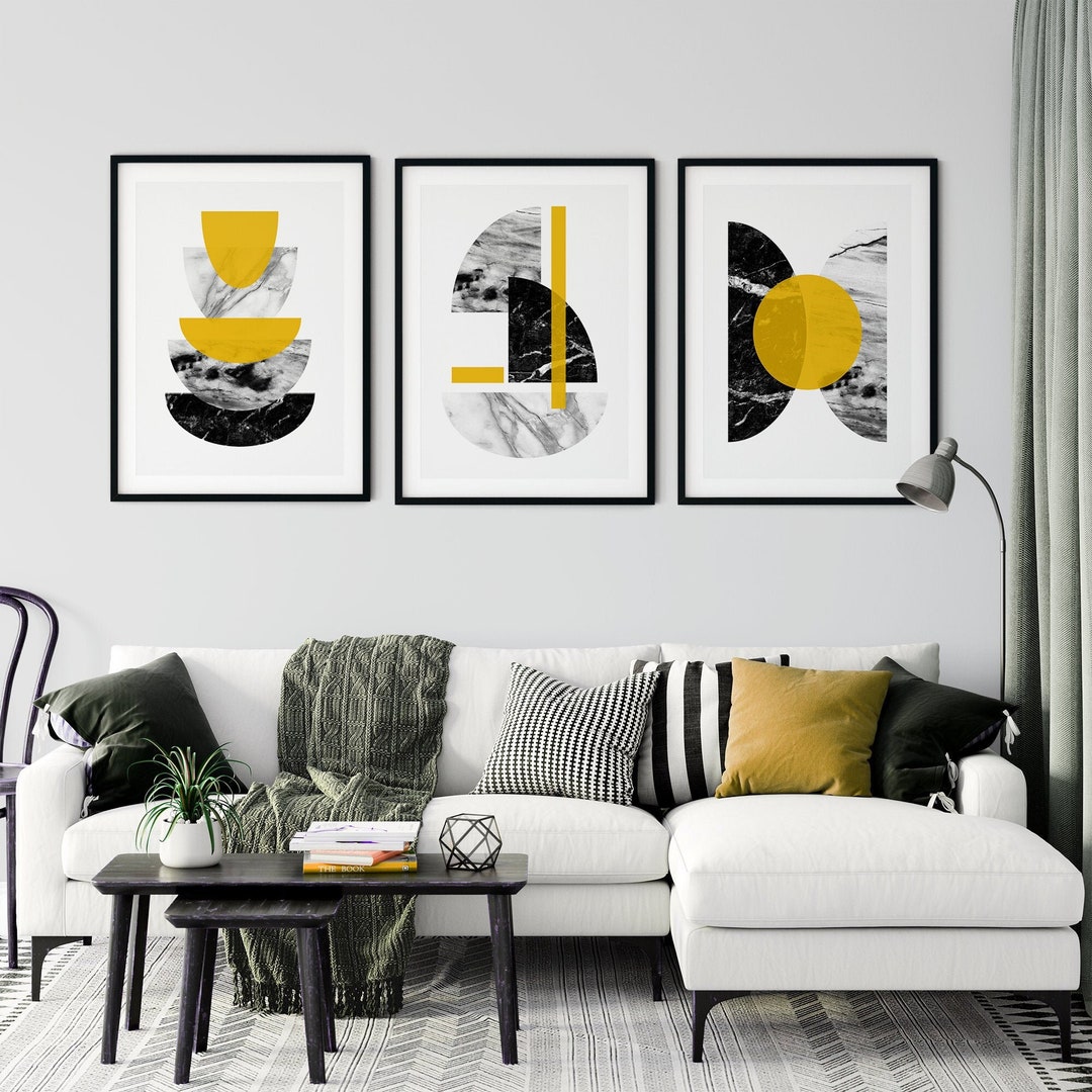 Set of 3 Mustard Art Prints Mustard Wall Art Yellow Wall - Etsy