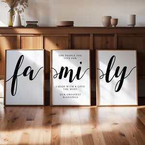 Set of 3 Family Quotes Wall Art, Family Print Art, Living Room Wall ...